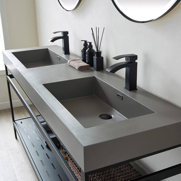 ROSWELL Ablitas 71.7 in. Composite Stone Double Console Bathroom Sink ...