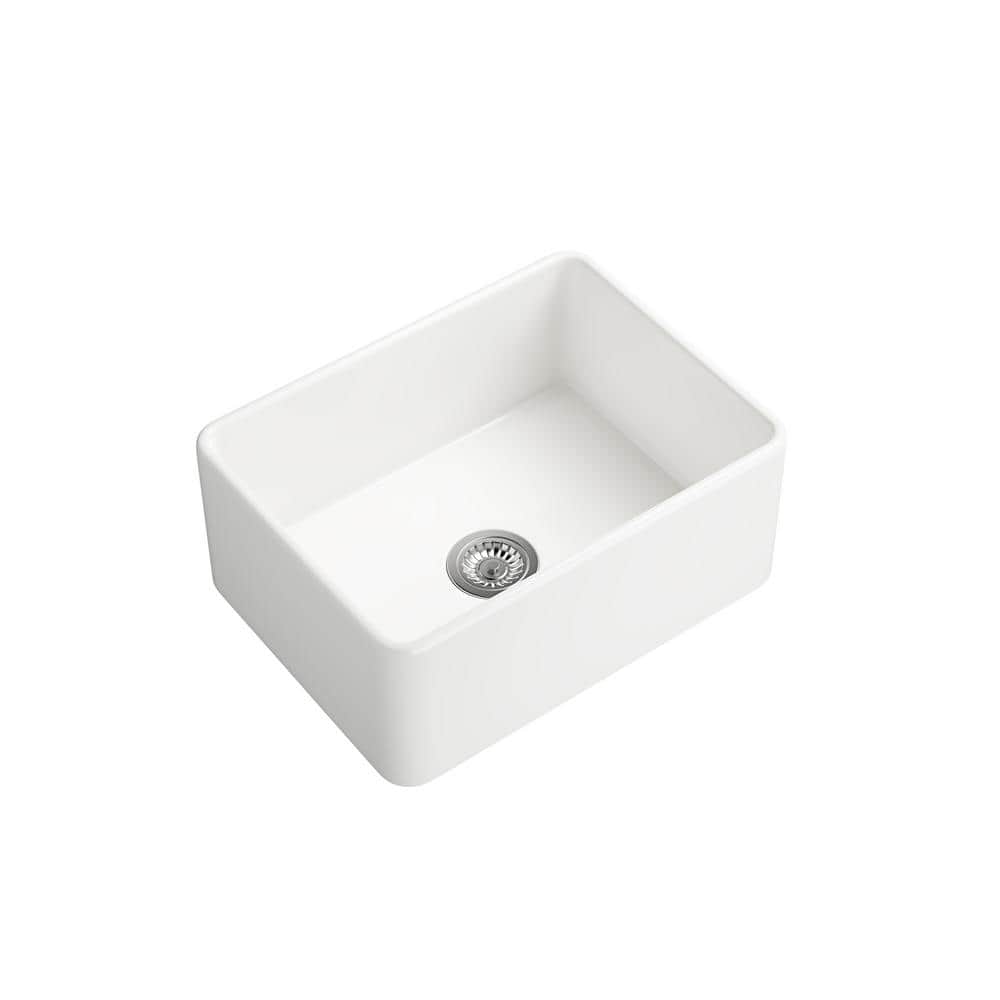 FUNKOL 24 in. Undermount Ceramic 1-Compartment Commercial Kitchen Sink ...
