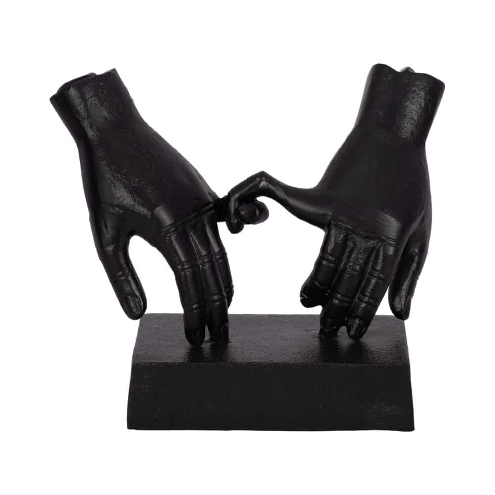 Liv & Skye Black 11 in. x 10 in. Metal Entwined Hands Sculpture 17759 ...
