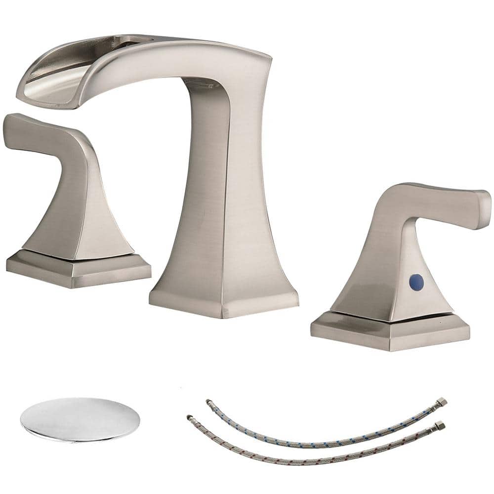 FLG 8 in. Widespread Double Handle Waterfall Bathroom Faucet 3 Holes ...