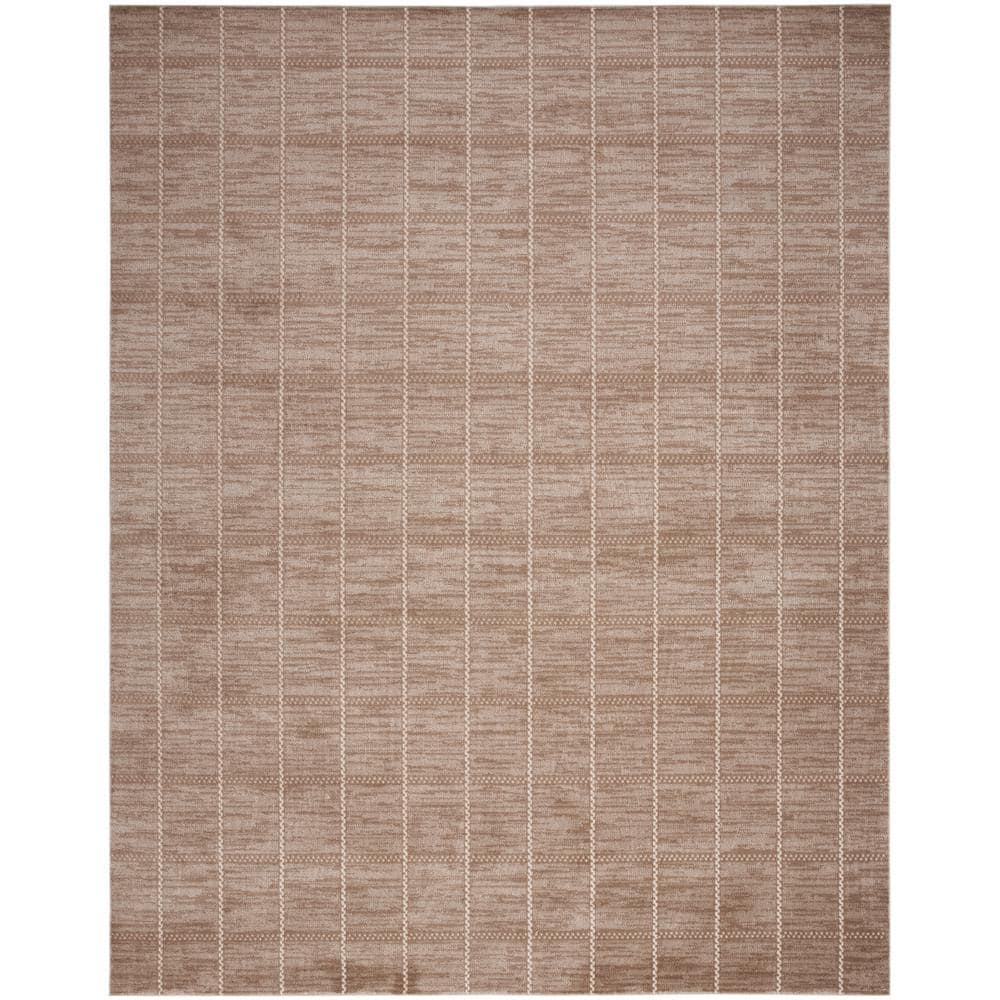 Nourison Serenity Home Mocha Ivory 8 ft. x 10 ft. Linear Contemporary ...