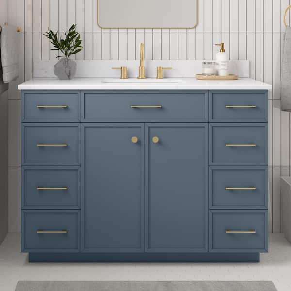 Glacier Bay Marcote 48 in. Single Sink Freestanding Slate Blue Bath ...