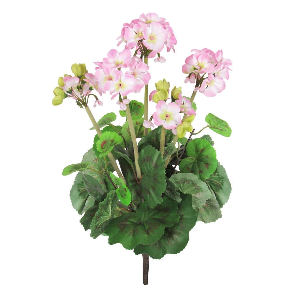 LIVING LUXURY 16 in. Pink Artificial Geranium Flower Stem Spray Bush ...