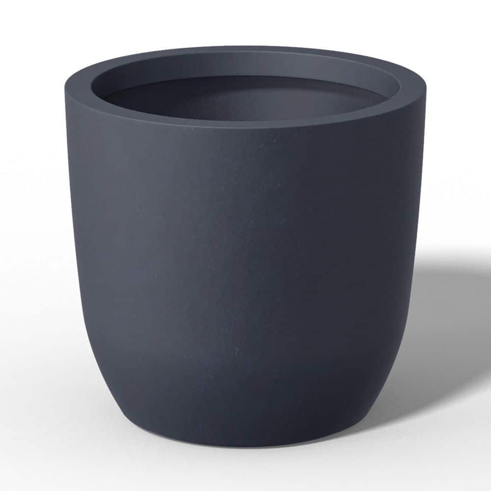 Sapcrete 13.5 in. Medium Granite Gray(Enhanced Interior) Concrete Round Planter / Pot with ...