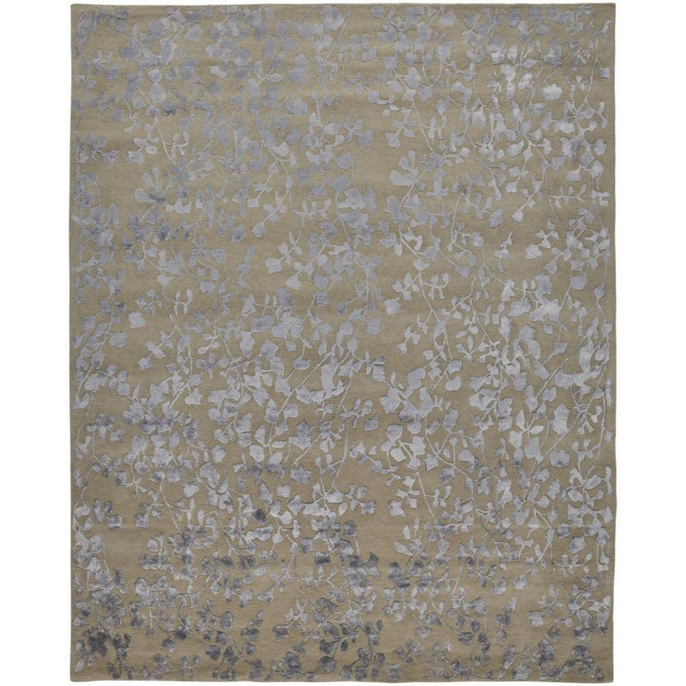 HomeRoots 9 ft. x 12 ft. Tan and Gray Floral Area Rug 2000512553 - The ...