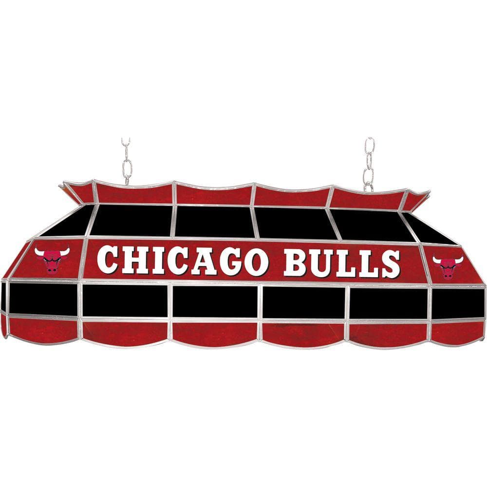Trademark NBA Chicago Bulls NBA 3-Light Stained Glass Hanging Tiffany ...