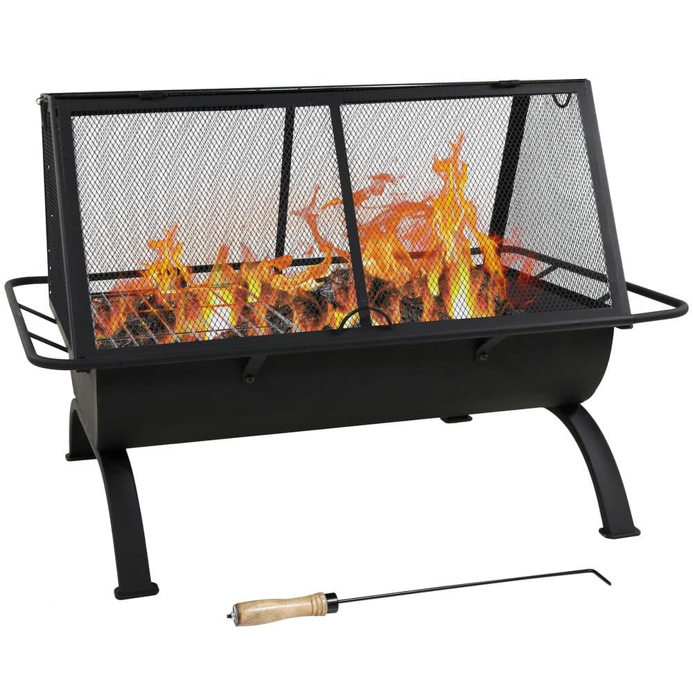 Sunnydaze Northland 36 in. x 27 in. Rectangle Steel Wood Burning Fire ...