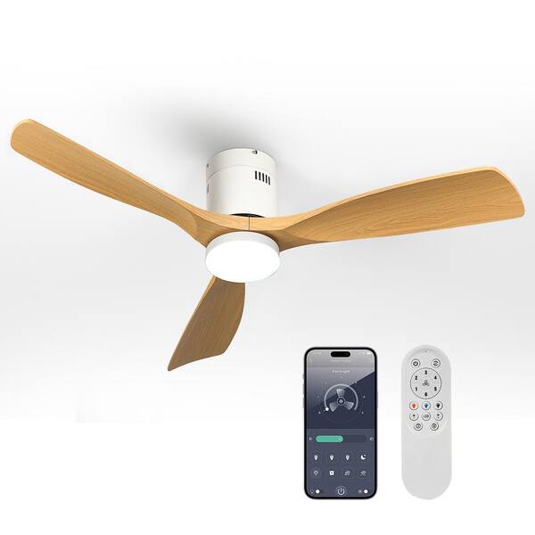 TOZING 52 in. Smart Indoor Modern Wood Low Profile Propeller Flush ...