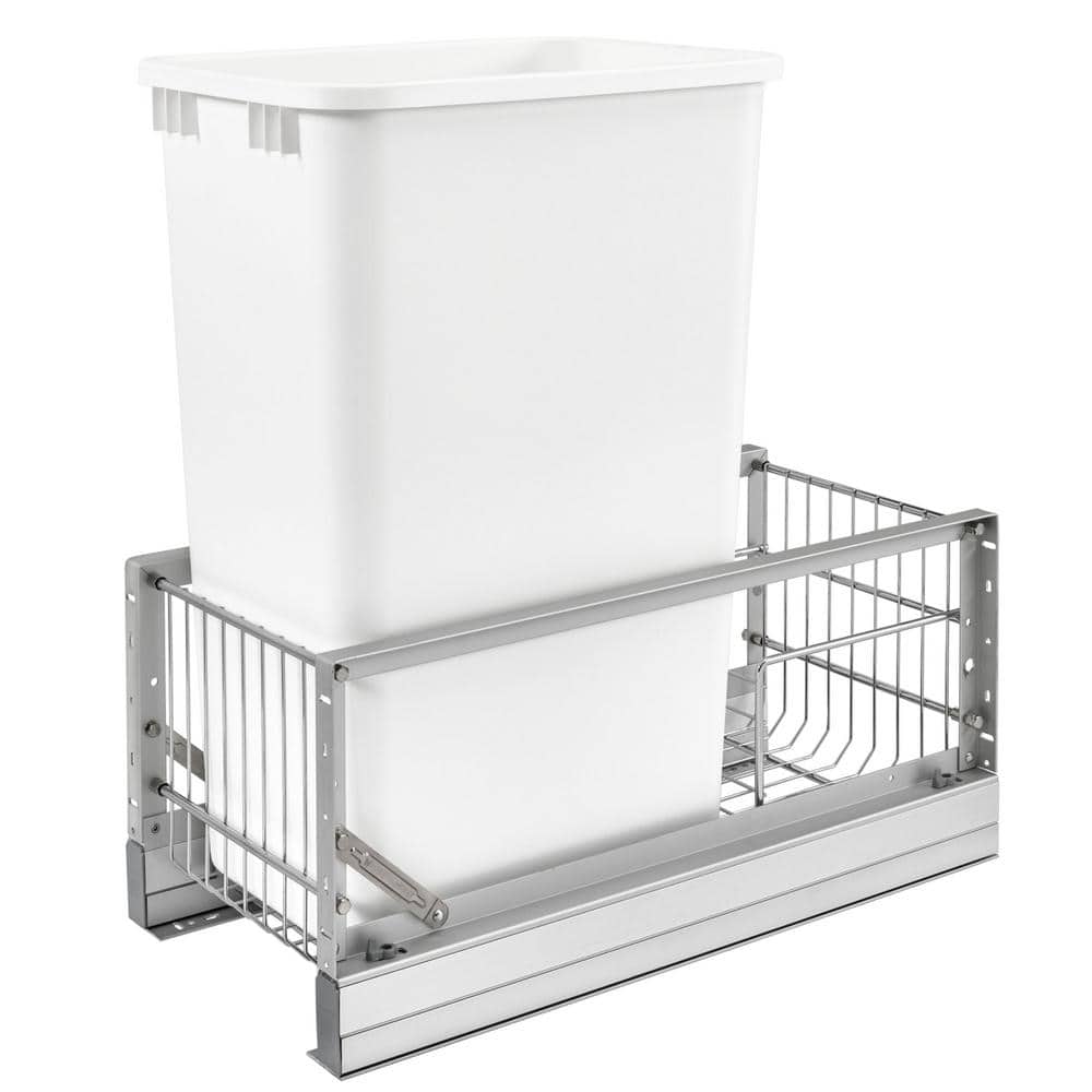 Rev-A-Shelf White Single Pull Out 50 qt. Kitchen Trash Can w/Soft Close ...