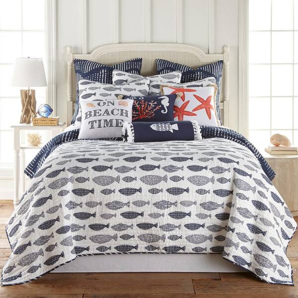 LEVTEX HOME Bakio 2-Piece Navy and White Cotton Twin Quilt Set L14590TS ...