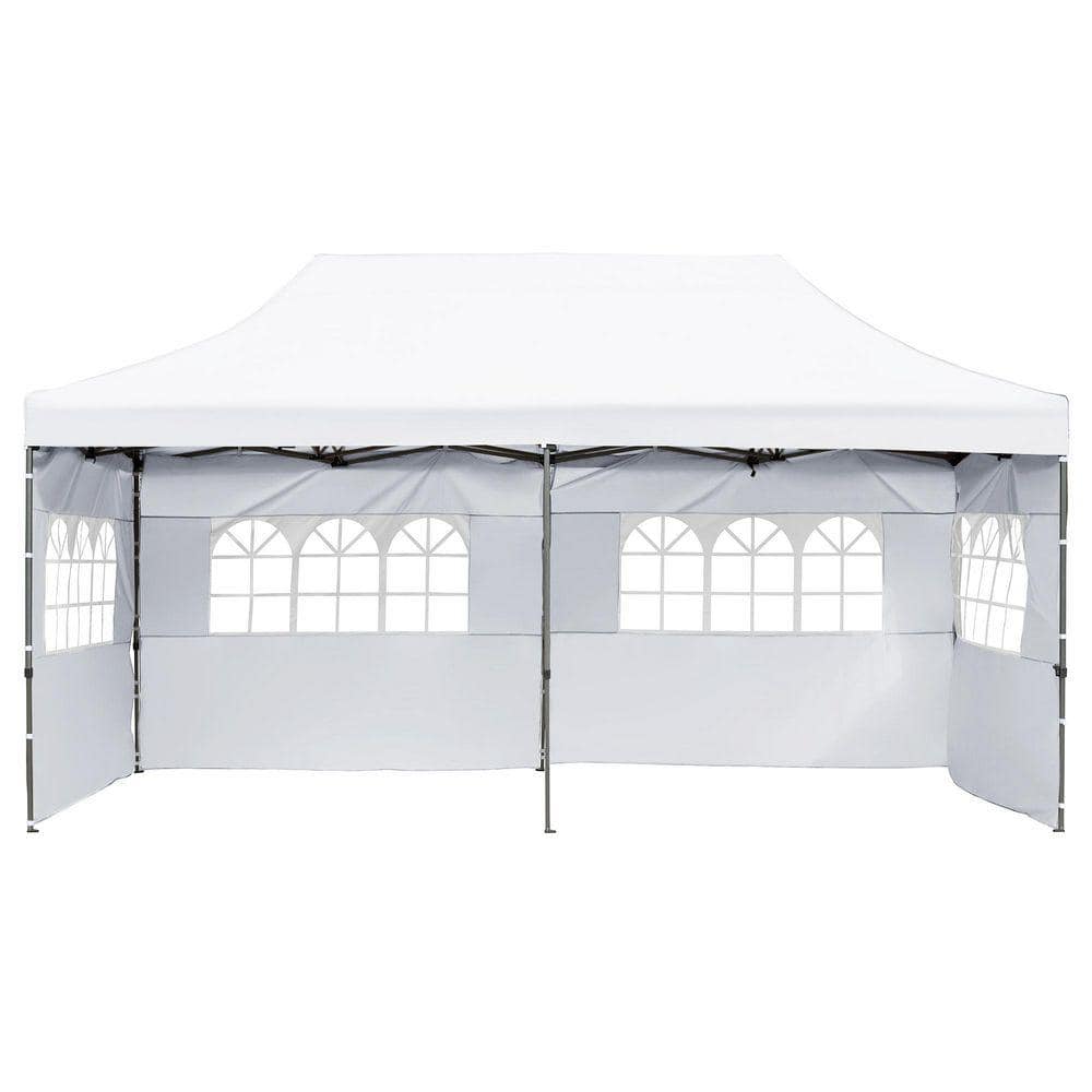 Zeus & Ruta 10 ft. x 20 ft. White Pop Up Canopy with 6 Sidewalls and ...