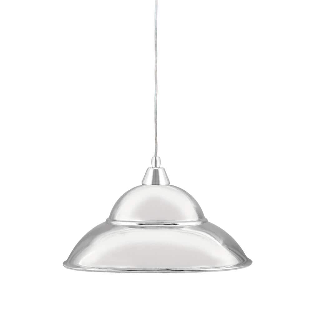 Bryson 60-Watt 1-Light Chrome Shaded Pendant Light Mini Pendant with 16 ...