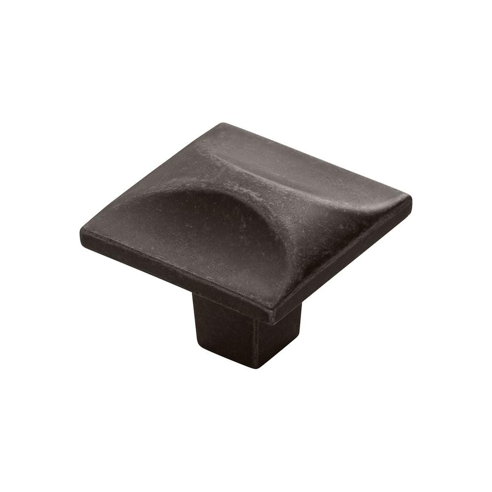 HICKORY HARDWARE Crest Collection Knob 1-1/4 Inch Square Black Nickel ...