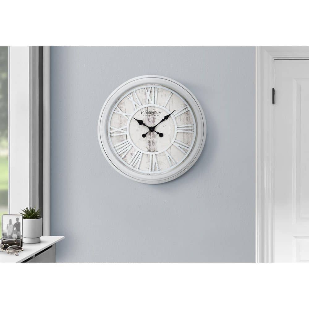 Vintage 20 in. x 20 in. Round Gray Analog Plastic Wall Clock with ...