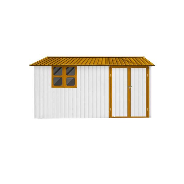 Boosicavelly 12 ft. W x 10 ft. D White Yellow Metal Shed with Window ...