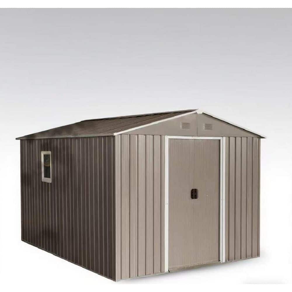 8 ft. W x 10 ft. D Outdoor Metal Storage Shed with Double Door, Metal ...