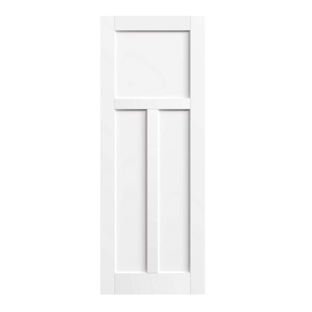 TENONER 30 in. x 80 in. T Shaped, 3-Panel MDF, White Primed Wood, Pre ...