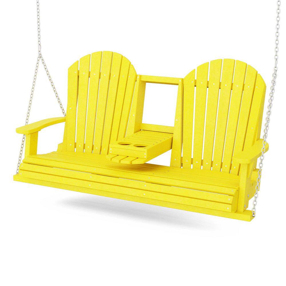 Wildridge Heritage 2-Person Lemon Yellow HDPE Plastic Porch Swing with ...