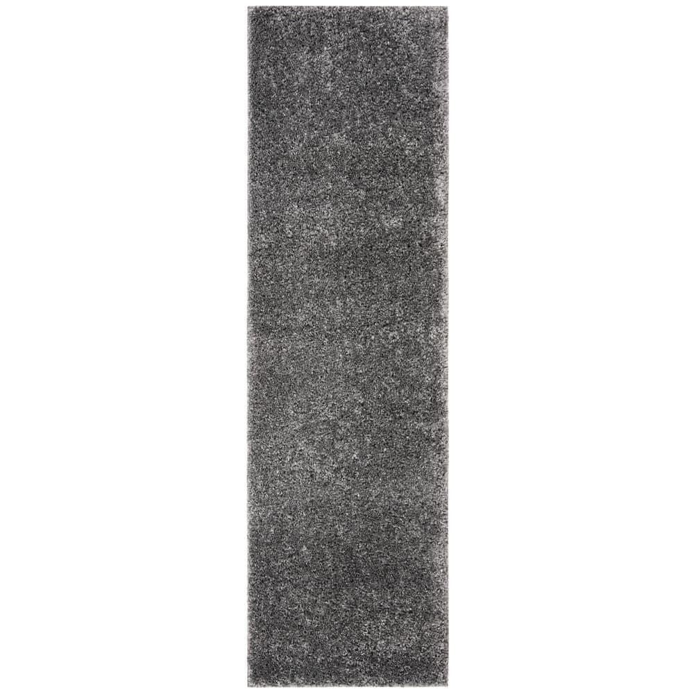 SAFAVIEH August Shag Grey 2 ft. x 6 ft. Solid Runner Rug AUG900F-26 ...