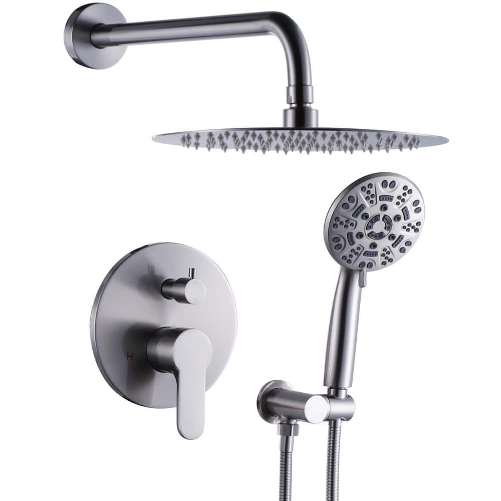 WOWOW 9-Spray Patterns with 1.8 GPM 10 in. Wall Mount Rain Fixed Shower ...