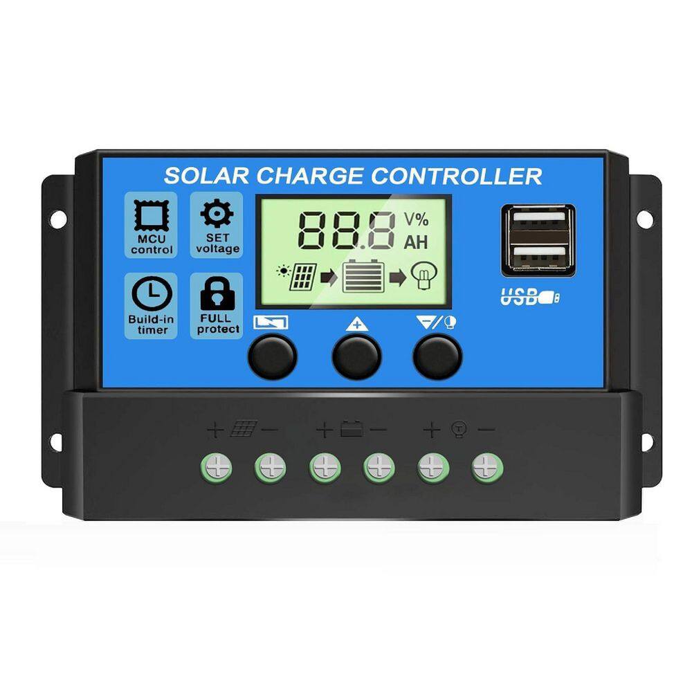 Vrbgify 12V/24-Volts 30-Amps Solar Charge Controller Black Solar Panel ...