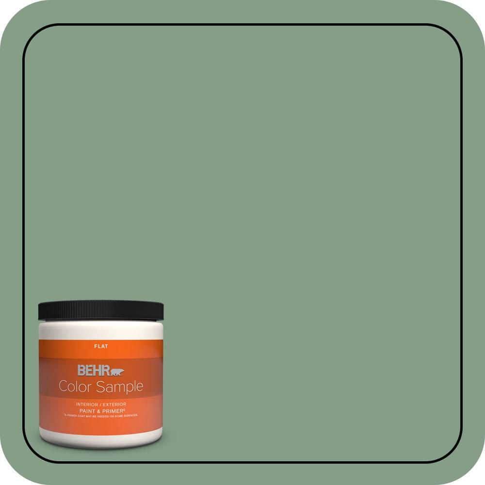 BEHR PREMIUM PLUS 8 oz. #S410-5 Track Green Flat Interior/Exterior ...