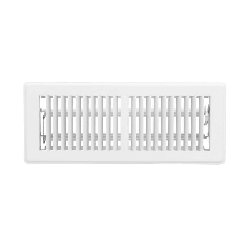 Everbilt 4 in. x 12 in. 1-Way Plastic Floor Register in White ...