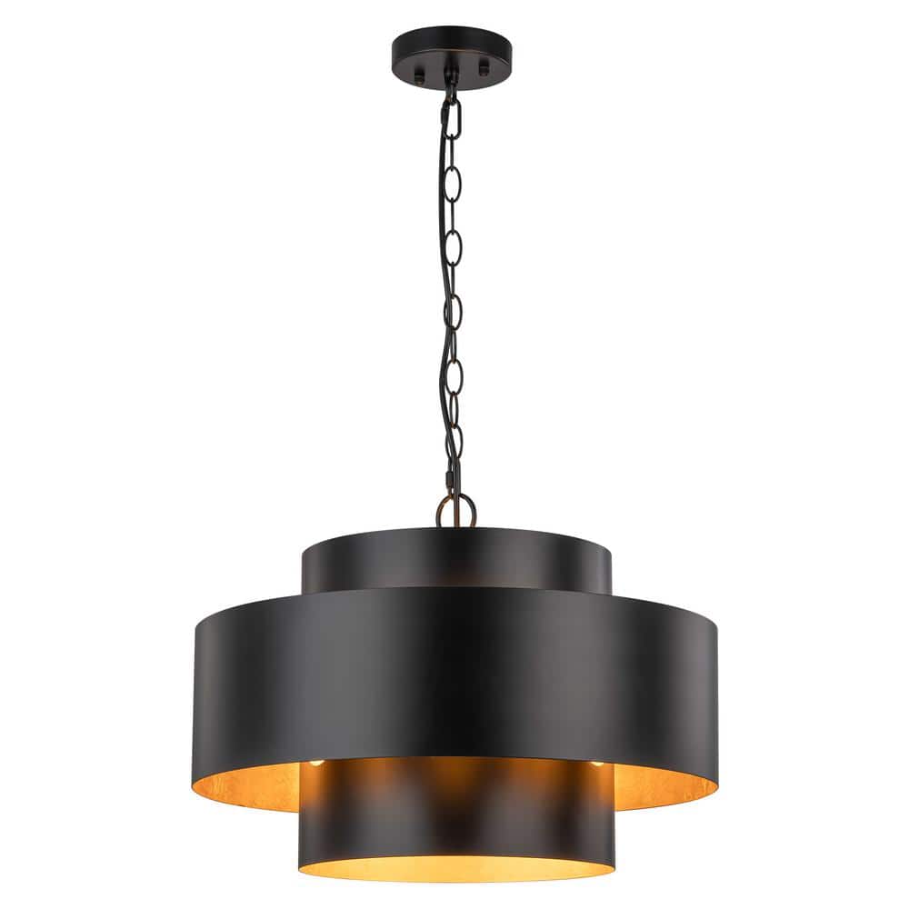 Rennnsan Hana 7-Light Matte Black Inter-Stacked Cylinders Pendant Light ...