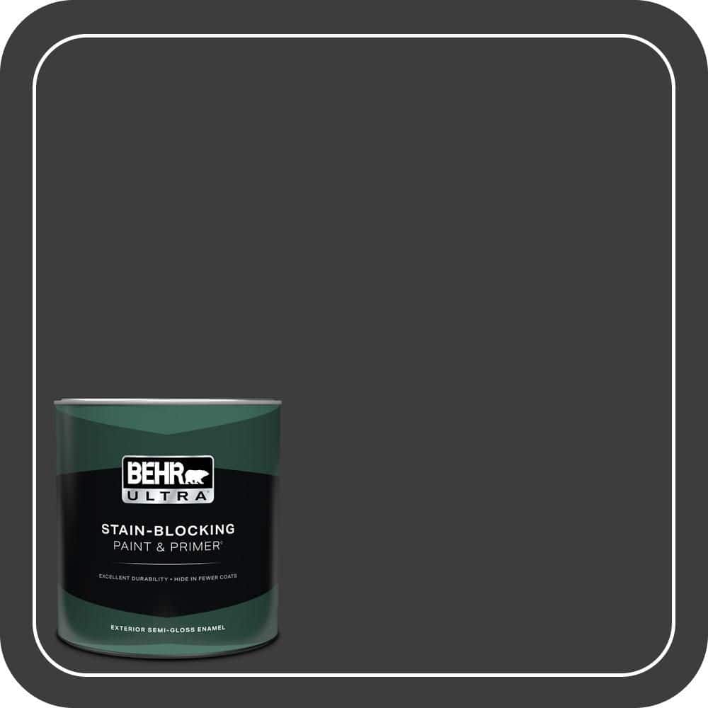 BEHR ULTRA 1 qt. #PPF-59 Raven Black Semi-Gloss Enamel Exterior Paint ...