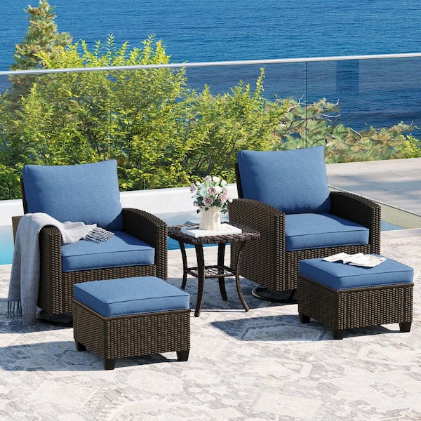 DIFY 5-Piece Wicker Outdoor Patio Conversation Set with Chairs ...