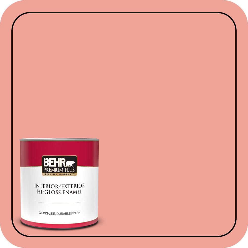 BEHR PREMIUM PLUS 1 qt. #170D-4 Peach Tile Hi-Gloss Enamel Interior ...