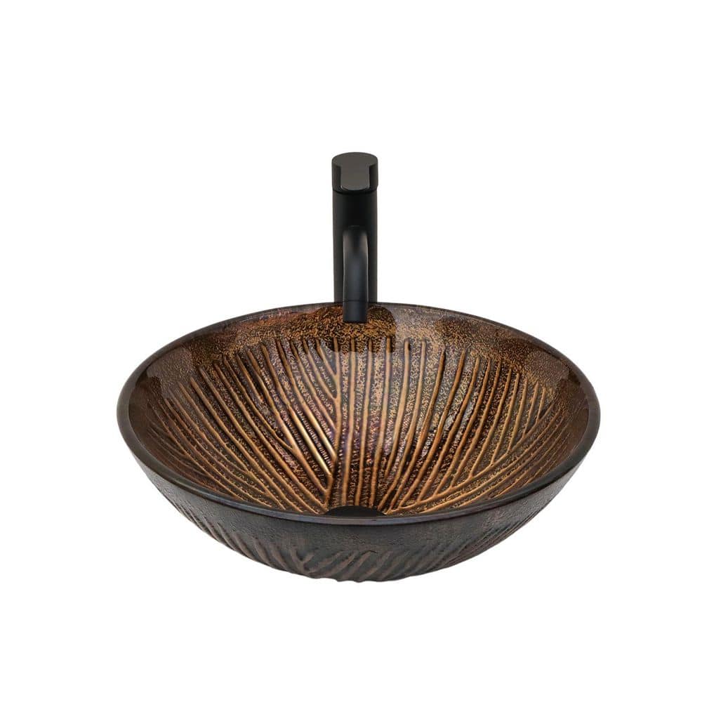 Artistic Amber Tempered Glass Vessel Sink-Oval Bathroom Vanity Basin ...