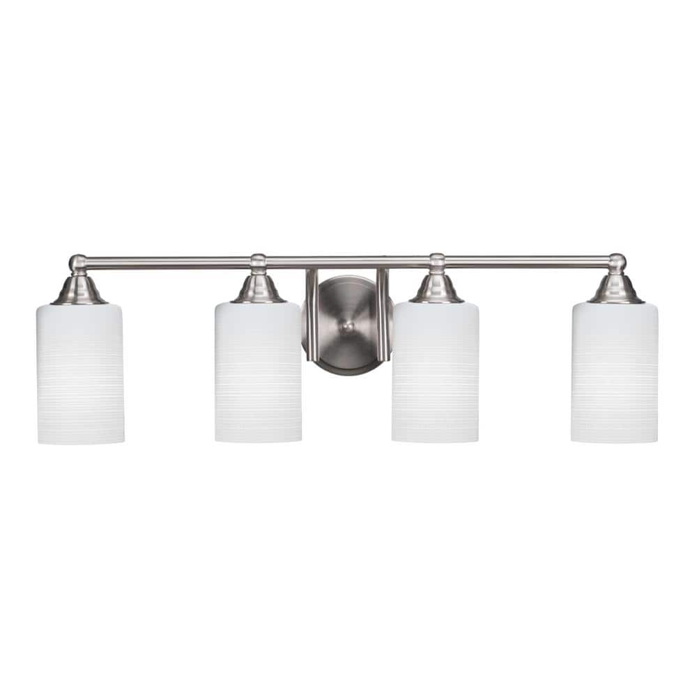 Madison 7 in. 4-Light Bath Bar, Brushed Nickel, White Matrix Glass ...