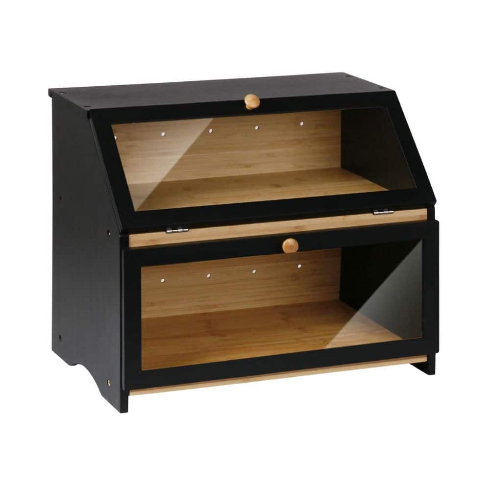 Lynzavix 1-Piece Double Layer Large Bread Box for Kitchen Counter ...