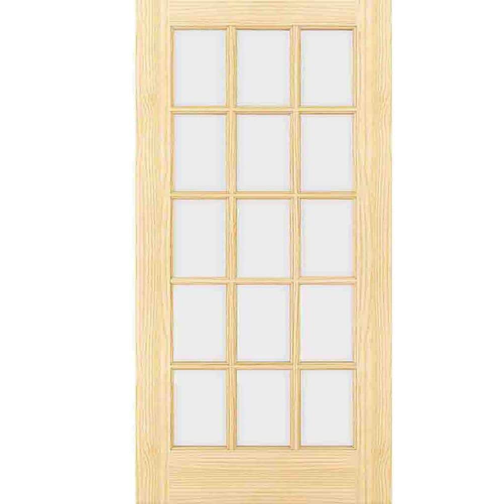 Kimberly Bay 80 in. x 30 in. 15-Lite Unfinished Clear Glass French ...
