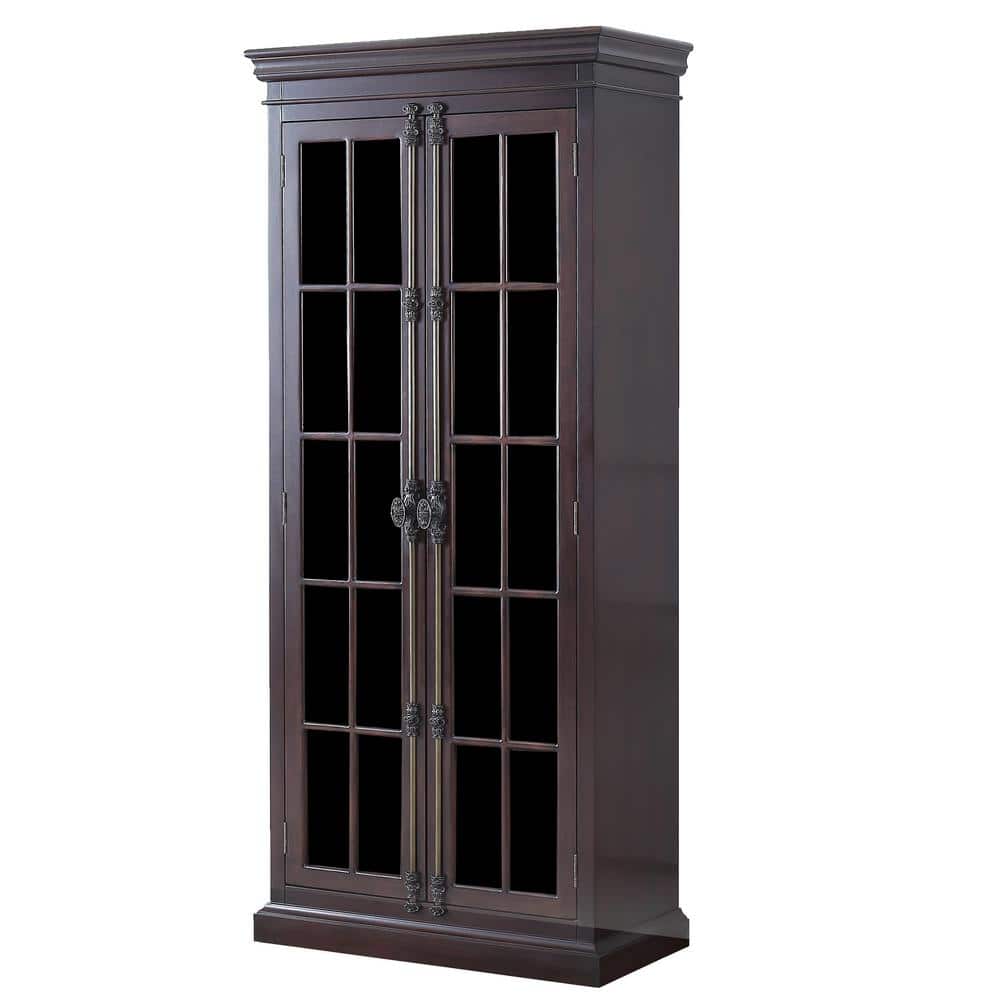 Best Master Furniture Polich Antique Cherry Wood Storage Curio Cabinet ...