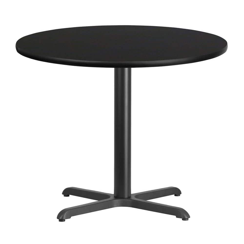 Flash Furniture Stiles Round Black Wood 36 in. Pedestal Dining Table ...