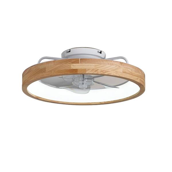 PUDO 20 in. Integrated LED Modern Indoor Flush Mount White Ceiling Fan ...