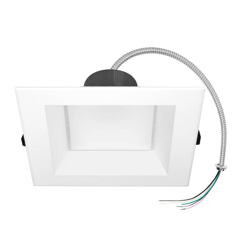 Maxxima 8 in. Recessed Commercial LED Square Downlight, Selectable ...