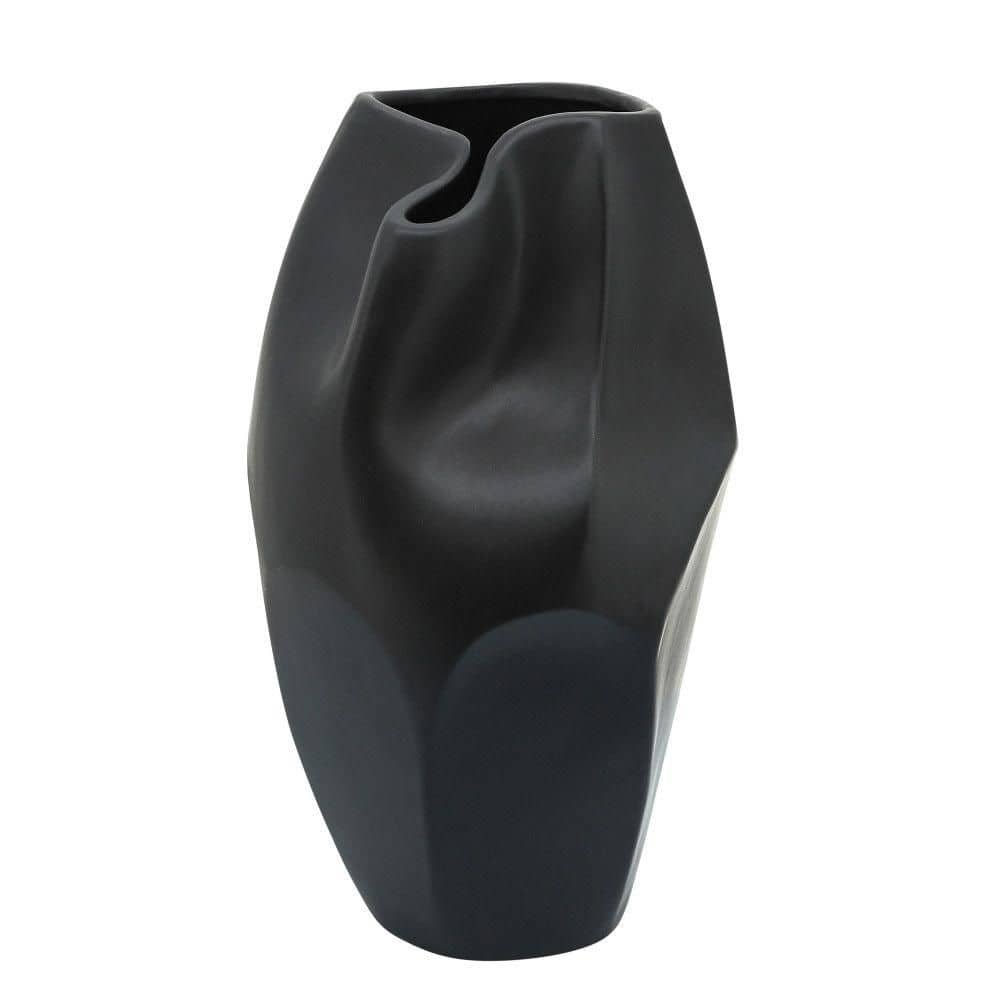 Liv & Skye 14 in. Black Ceramic Modern Abstract Decorative Vase 16386 ...