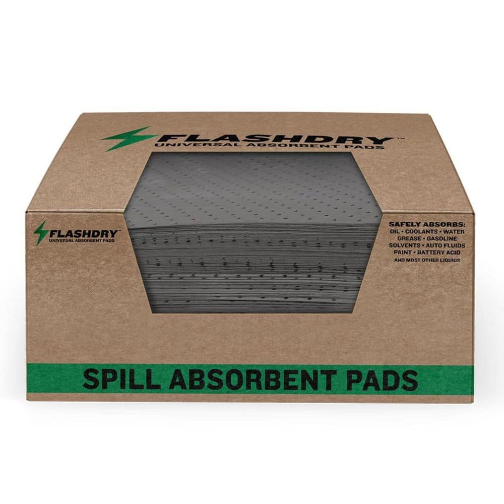 FLASHDRY 17.5" x 13.5" x 2mm Universal Spill Absorber Pads, 100 Pack ...