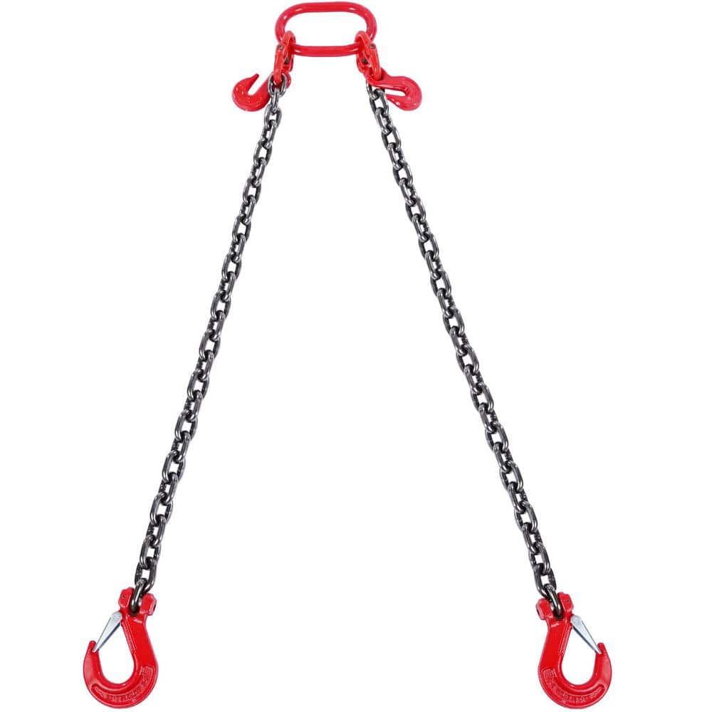 VEVOR Chain Sling, 3/8 in. x 6 ft. Lifting Chains with Hooks, G80 Engine Chain Hoist Lifts ...