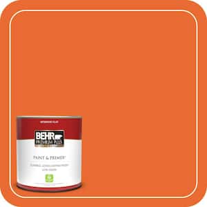 BEHR PREMIUM PLUS 8 oz. #220B-7 Electric Orange Flat Interior/Exterior ...