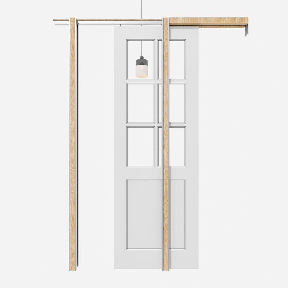 ARK DESIGN 28 in. x 80 in. 6 Lite Clear Glass White Primed MDF Wood ...