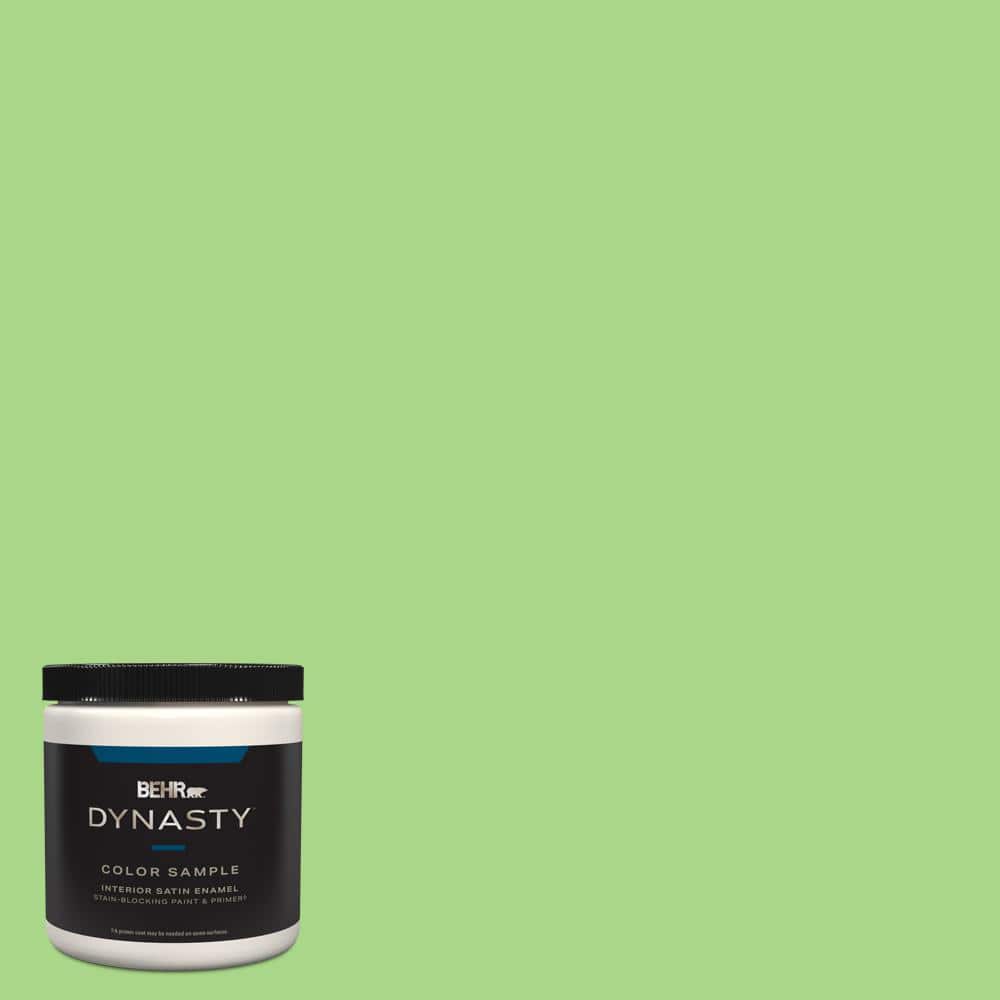 BEHR DYNASTY 8 oz. #430B-4 Peas in a Pod Satin Enamel Stain-Blocking ...