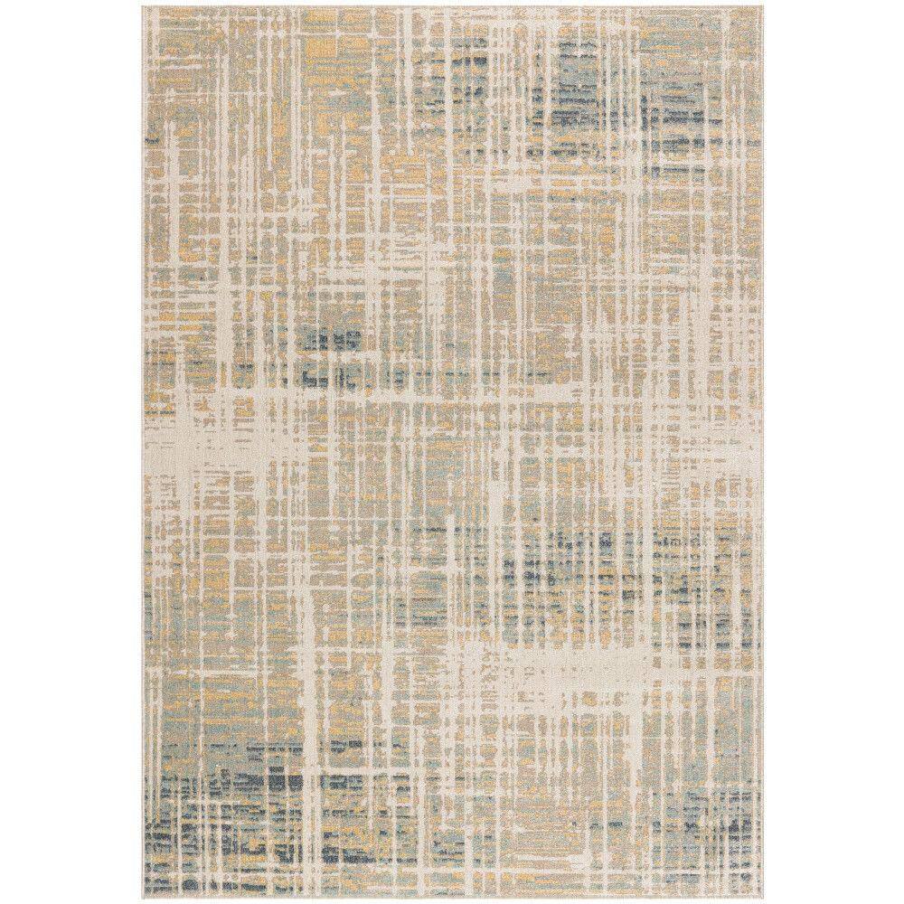 Nourison Washable Decor Beige Blue 9 ft. x 12 ft. Abstract Contemporary ...
