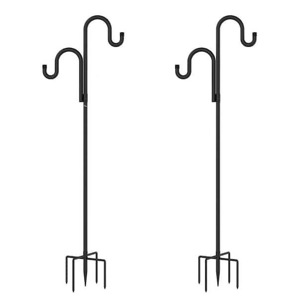 PALEO HOME LLC 60 in black Metal Double Shepherds Hooks 2-Pack Heavy ...