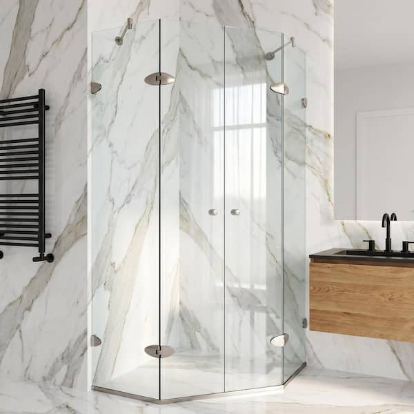 VIGO Gemini 46 in. L x 46 in. W x 73 in. H Frameless Pivot Neo-Angle ...