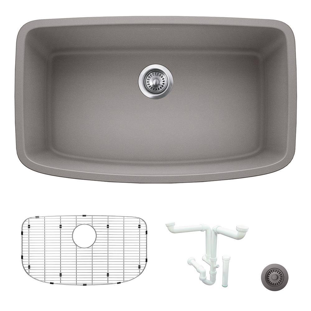 Blanco Valea 32 in. Undermount Single Bowl Metallic Gray Granite ...