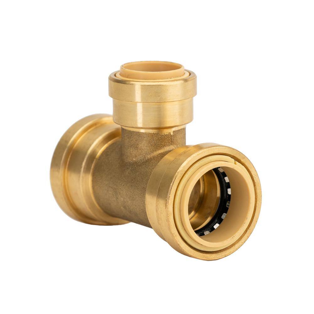 QUICKFITTING 1 in. x 1 in. x 3/4 in. Push-to-Connect Brass Reducing Tee ...